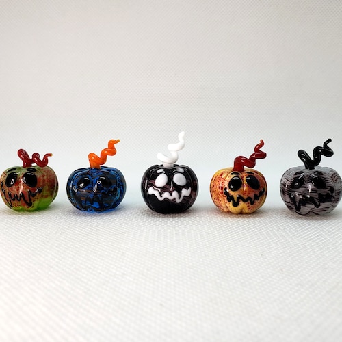 Glass Pumpkin Figurine Little Glass Pumpkin Miniature | Etsy