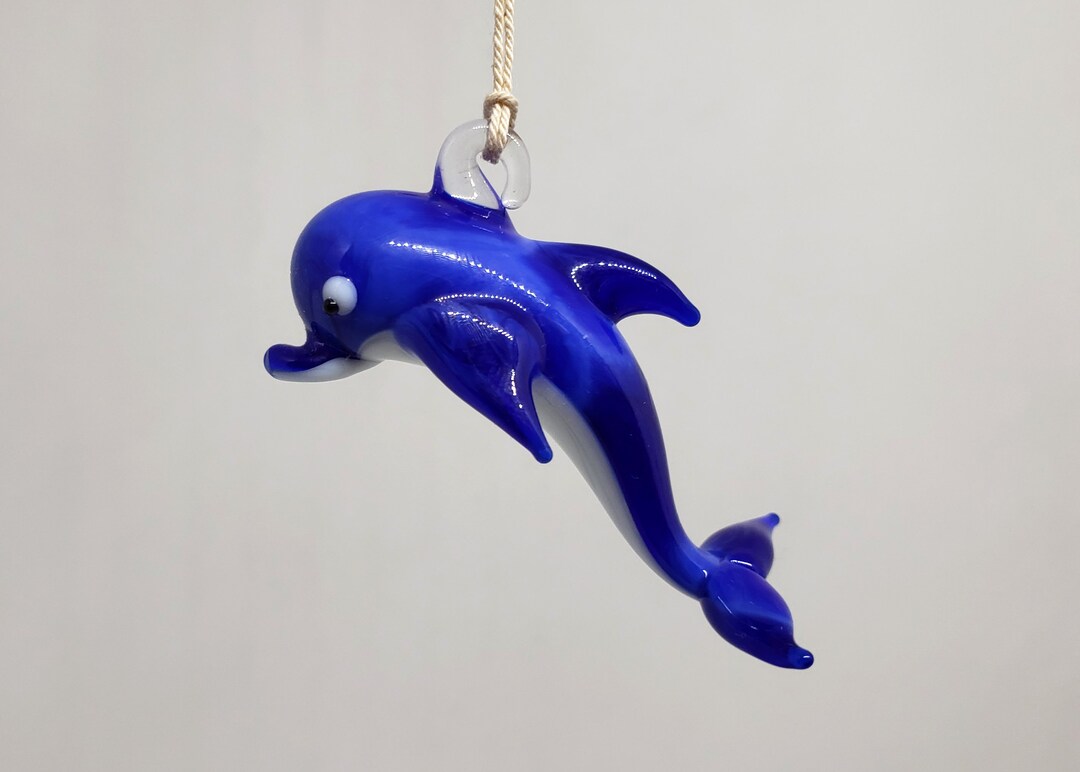 Hanging Dolphin, Dolphin With Hanging Loop, Glass Miniature, Handblown ...