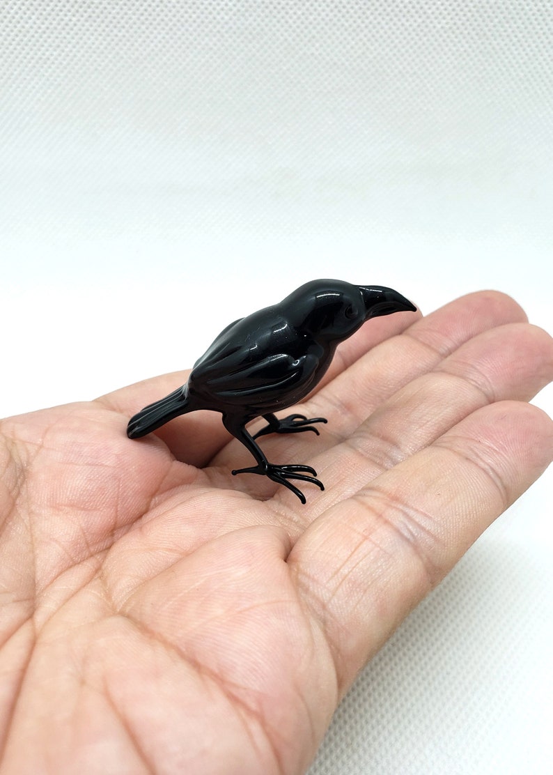 Black Crow Glass Figurine Glass Animals Hand Blown Glass | Etsy