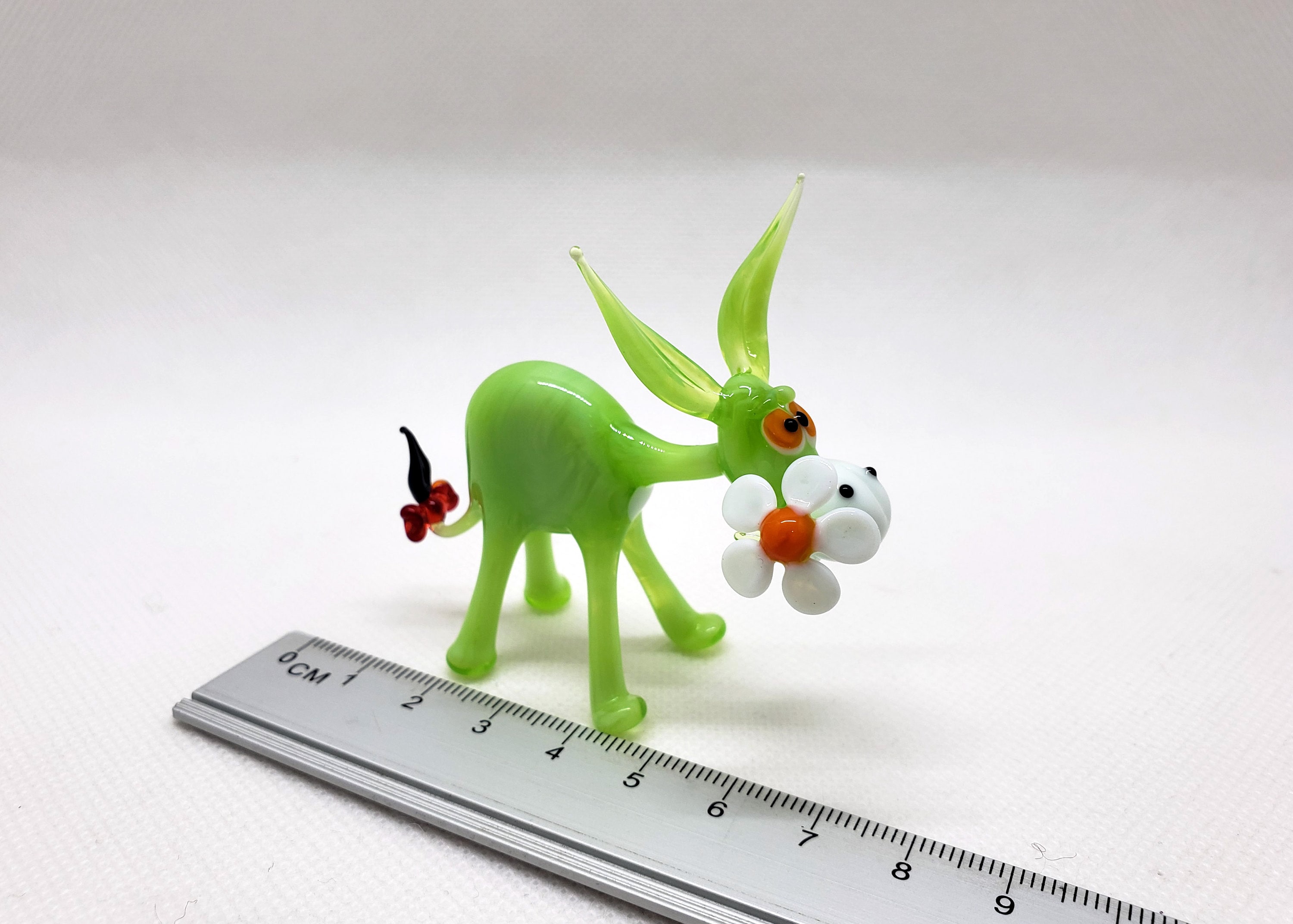 Green Donkey with flower Blown Glass Donkey Donkey Figurine | Etsy