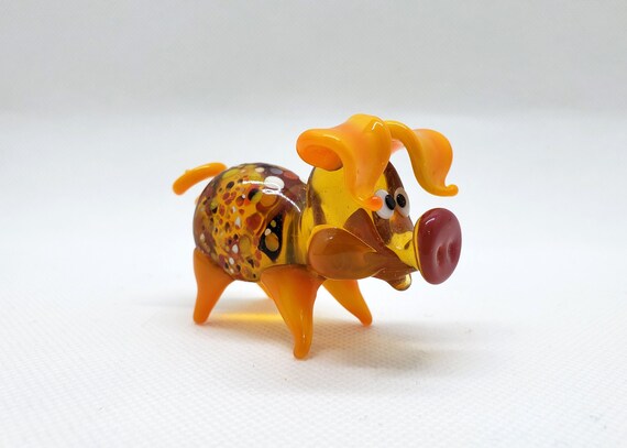 Handmade Glass Pig figurine Blown Glass Pig Glass Pig | Etsy