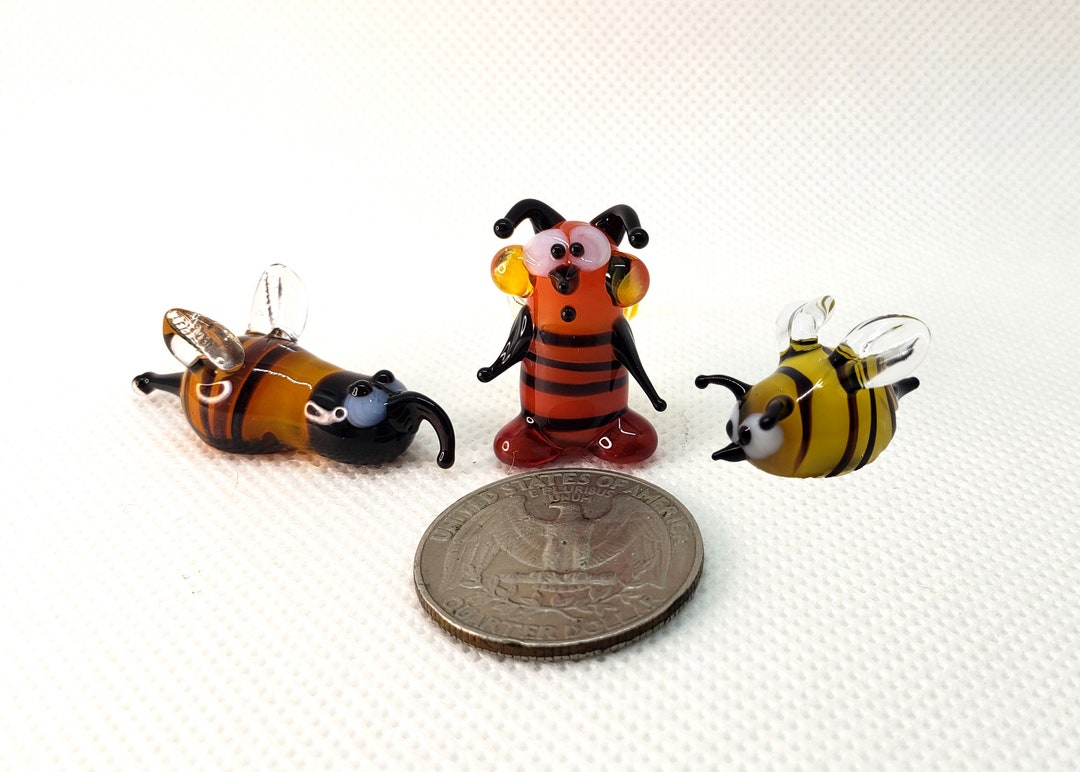 Glass Miniature Bee, Glass Miniature, Small Glass Figurine, Blown Glass ...