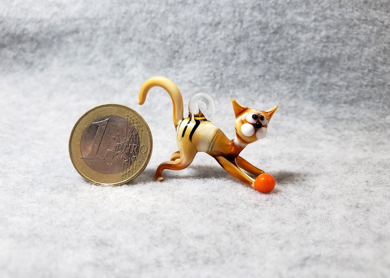 Miniature Cat With Hanging Loop, Blown Glass Cat, Glass Cat Miniature ...