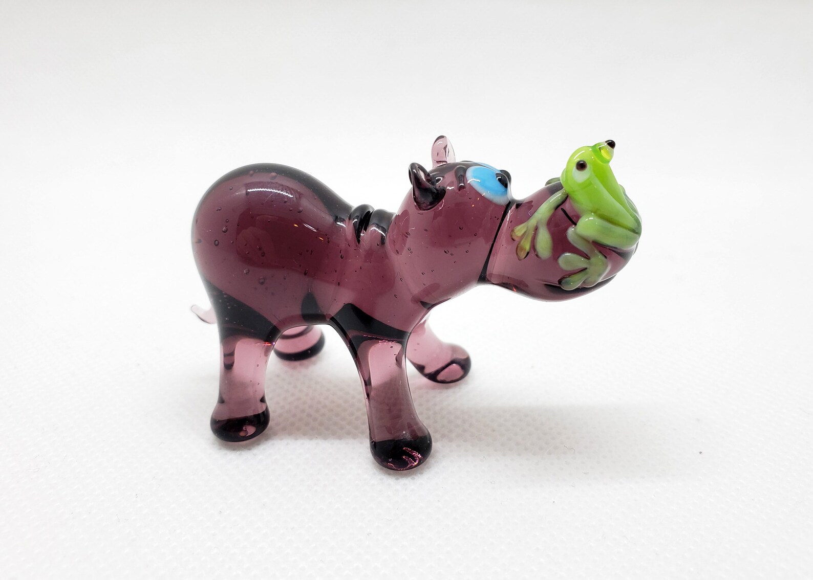 Handmade Glass Hippo Figurine - Blown Glass Hippo - Glass Hippo ...
