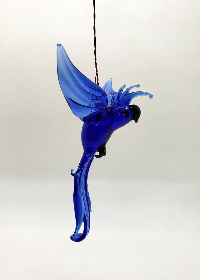 Glass Blue Parrot Figurine Cockatoo Parrot Figure Flying - Etsy