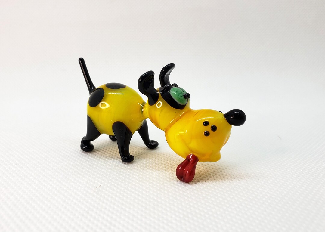 Glass Dog Figurine, Dog Collection, Glass Dog Miniature, Figurine Blown ...