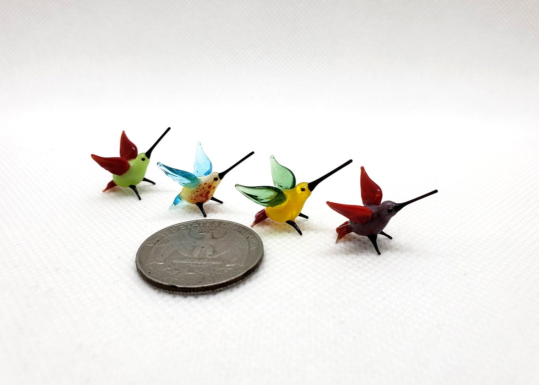 Super Mini Glass Hummingbird, Glass Miniature, Bird Sculpture, Small ...
