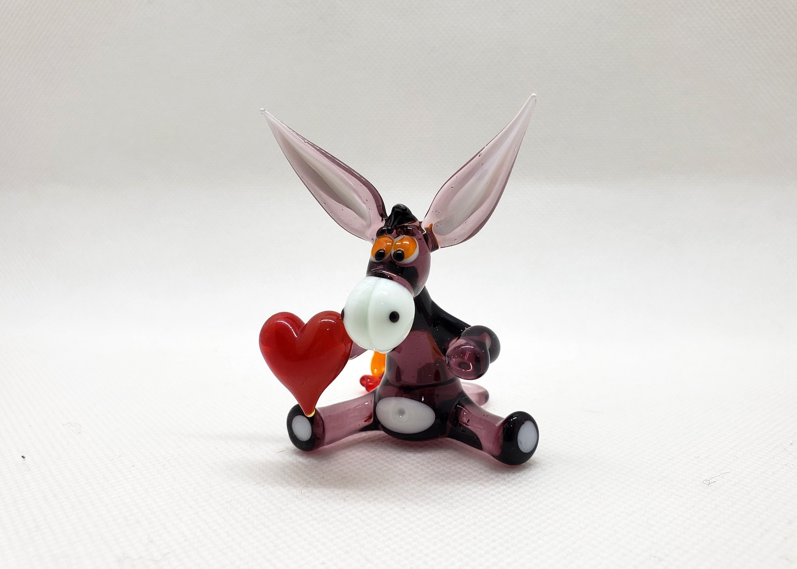 Donkey With Heart, Blown Glass Donkey, Donkey Figurine Collection, Art ...