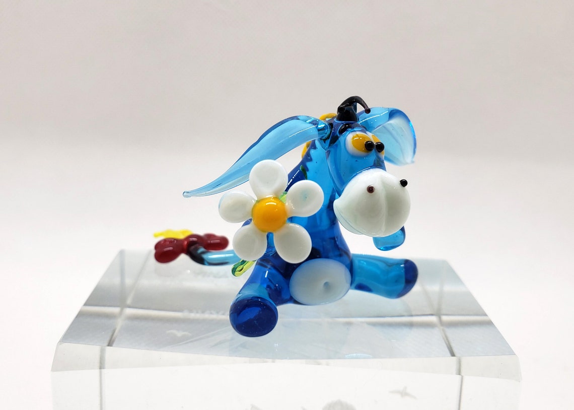 Blue Donkey Blown Glass Donkey Donkey Figurine Collection | Etsy