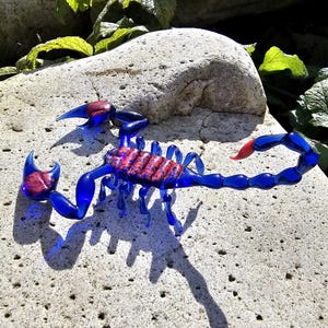 Big Blue Scorpion Figurine, Glass Scorpion Figurine, Murano Glass ...