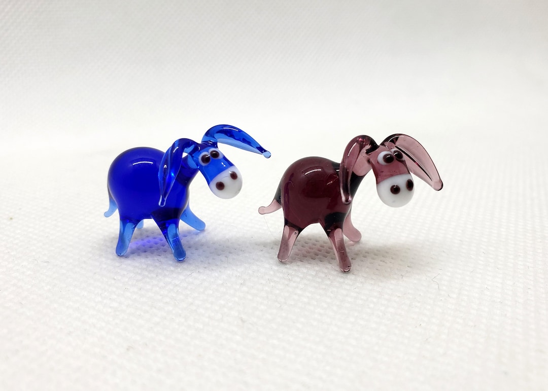 Glass Miniature Donkey, Figurine Donkey, Art Glass, Small Glass ...