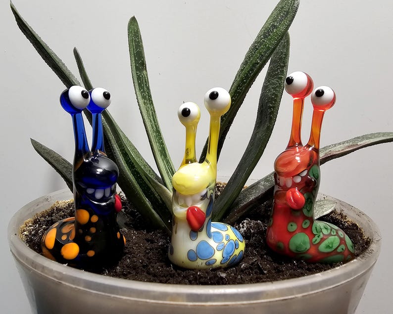 Glass Crazy Slug for Flower Pot, Artistic Glass Slug for Flower Pot ...