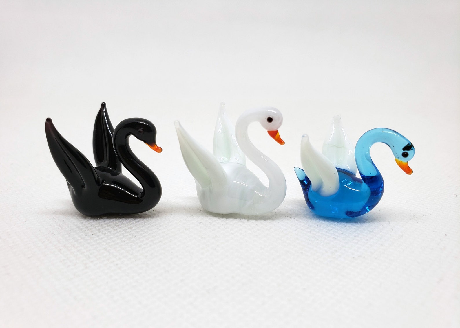 Glass Miniature Swan Small Glass Figurine Art Glass Swan | Etsy