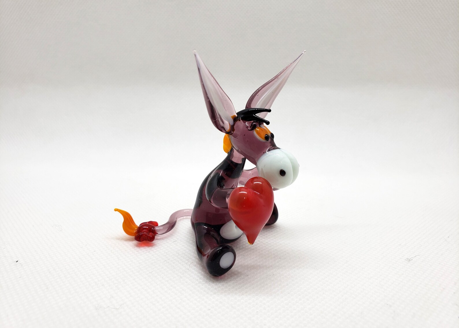 Donkey With Heart, Blown Glass Donkey, Donkey Figurine Collection, Art ...