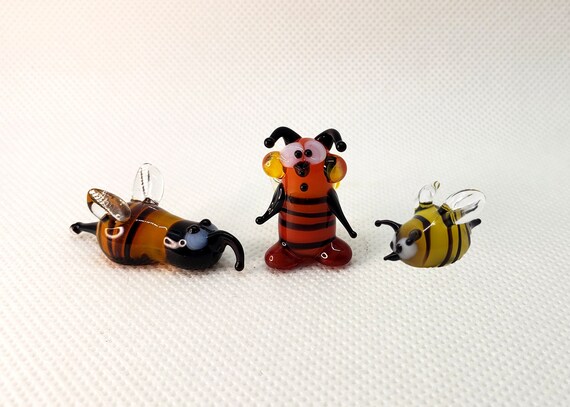 Glass Miniature Bee Glass Miniature Small Glass Figurine - Etsy