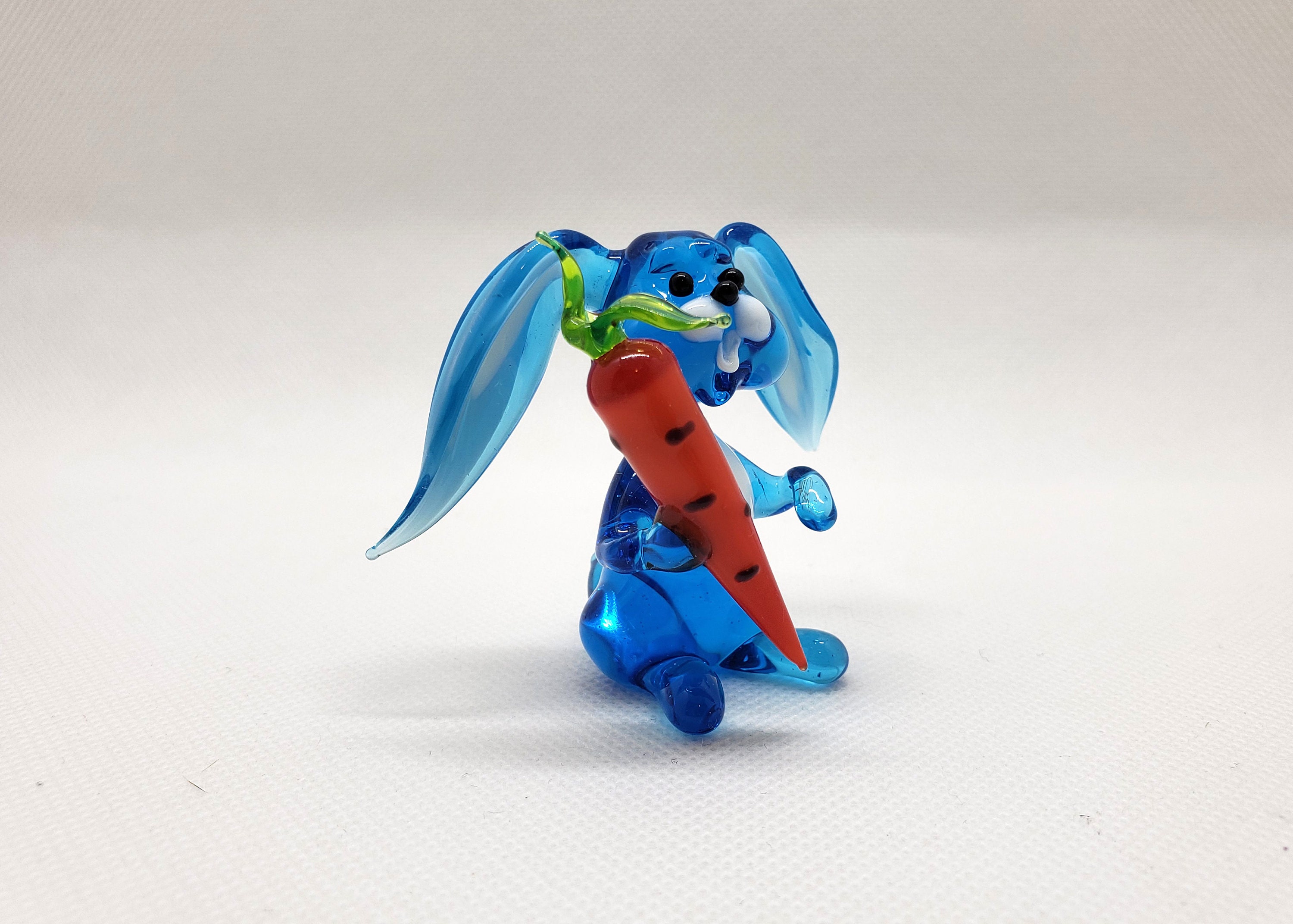 Glass Rabbit With Carrot Blown Glass Rabbit Glass Miniature - Etsy