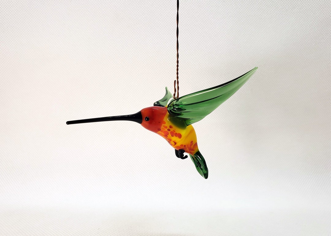 Hummingbird Figurine, Flying Birds Hummingbird, Glass Animals, Hand ...