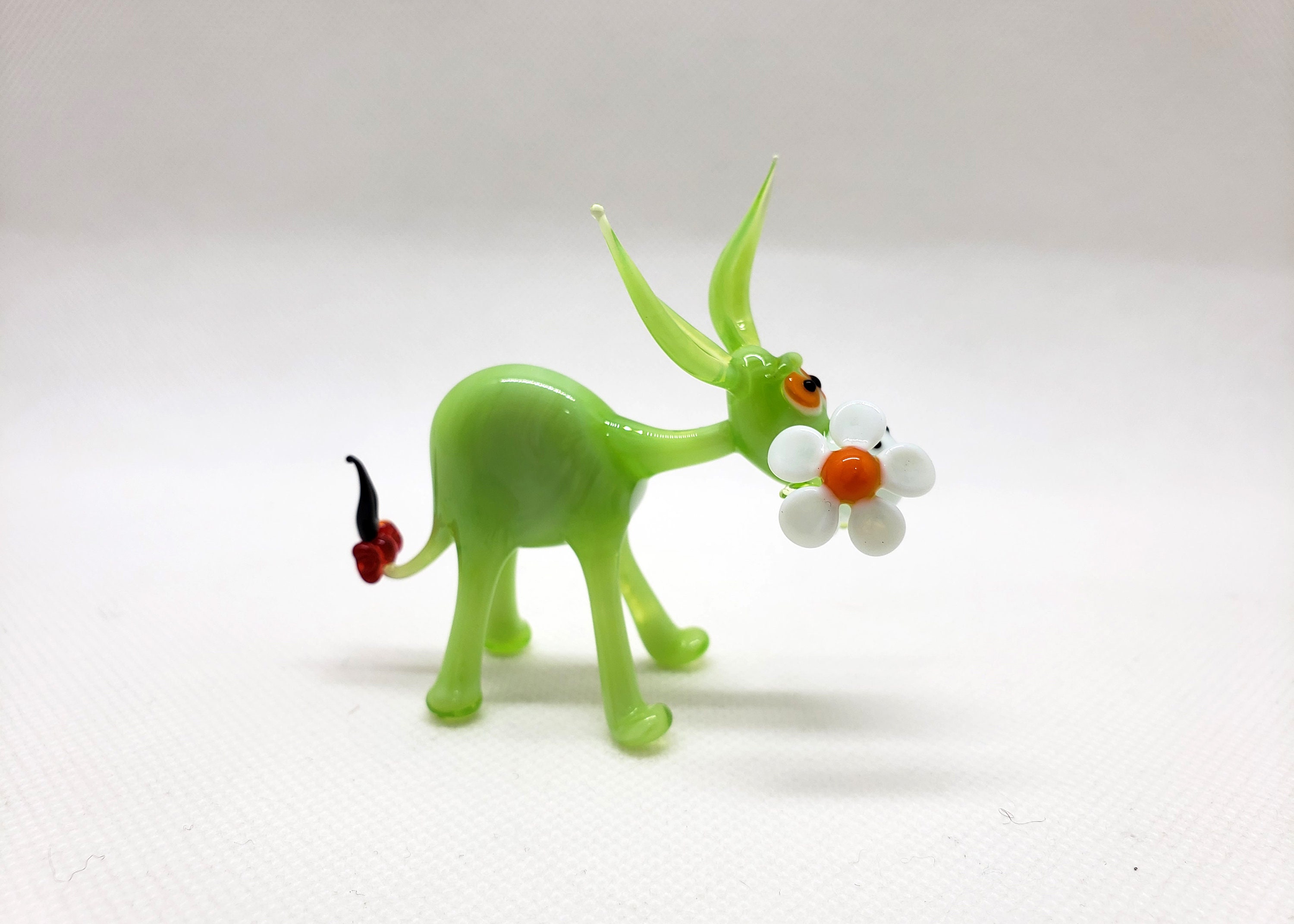 Green Donkey with flower Blown Glass Donkey Donkey Figurine | Etsy