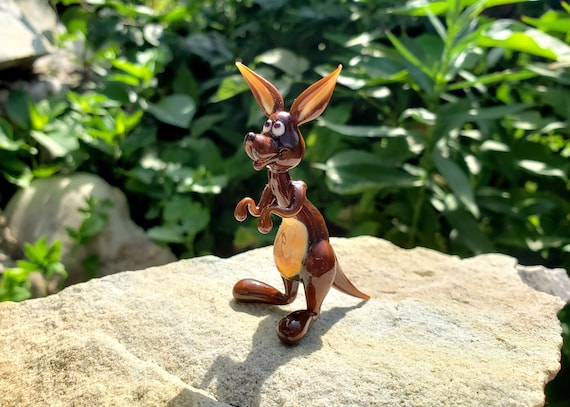 Kangaroo Glass Figurine Handmade Blown Glass Art Figurine - Etsy