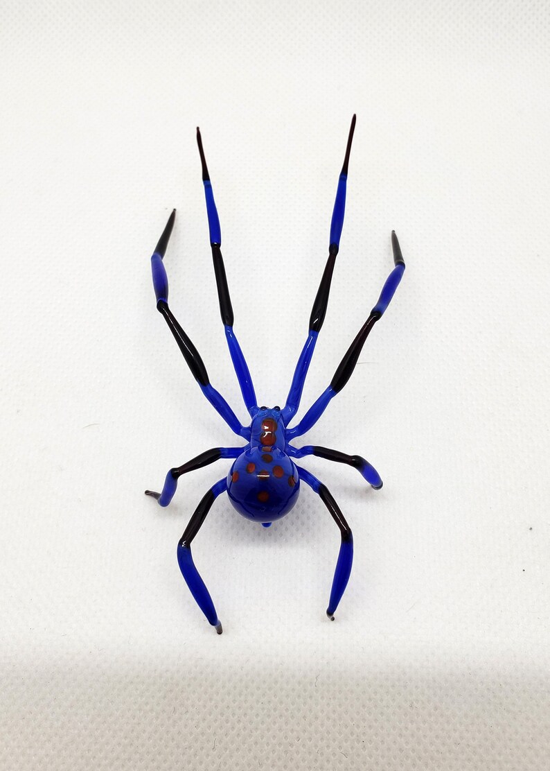 Glass Blue Spider figurine Handcrafted glass animal Figurine | Etsy