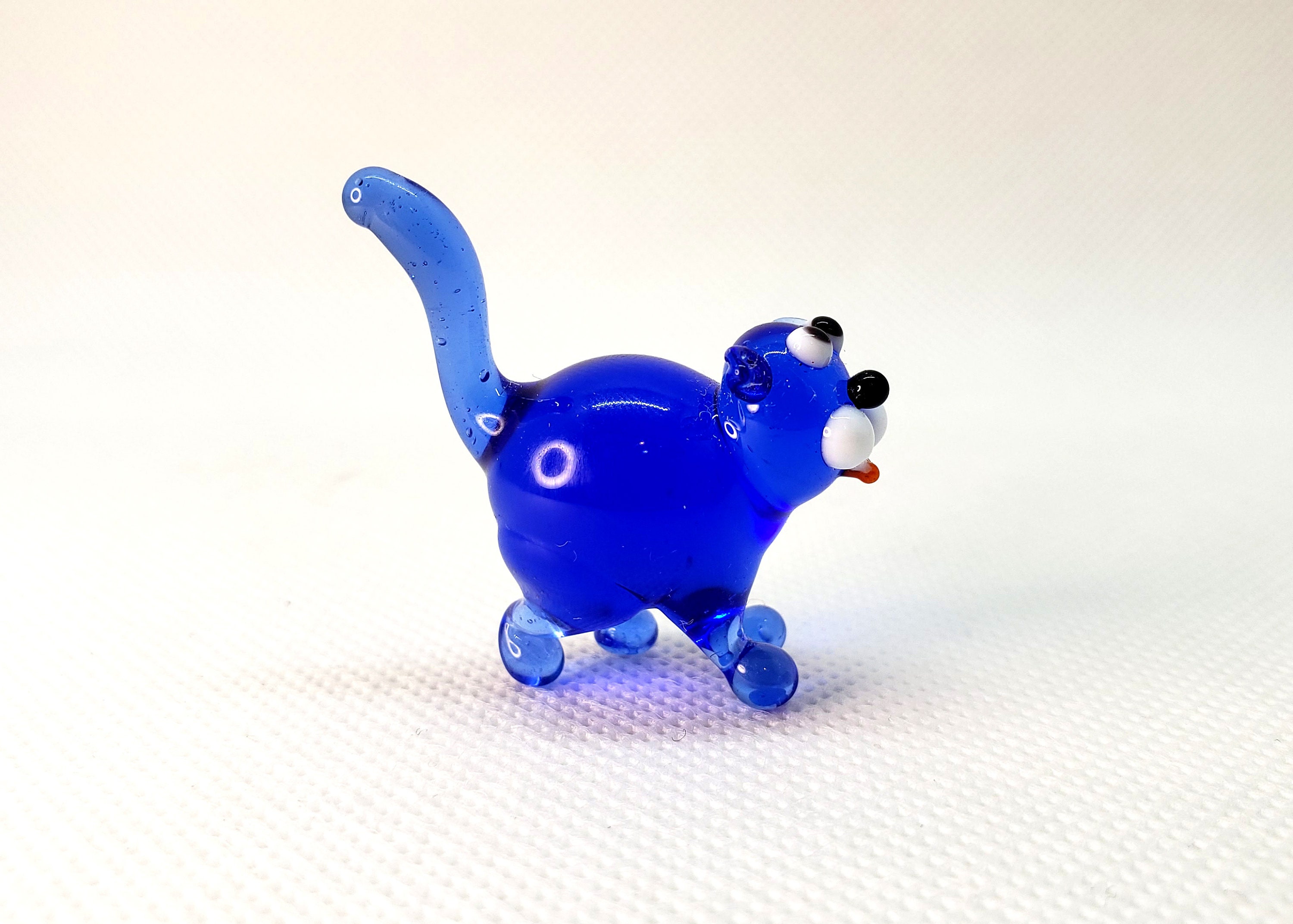 Cat Figurine Glass Cat Miniature Art Glass Sculpture Made | Etsy