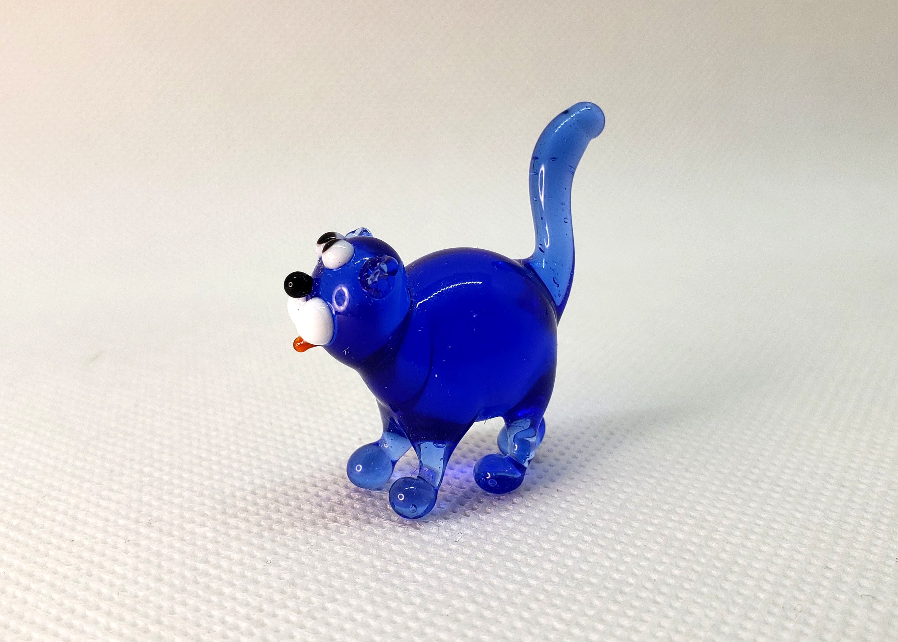 Cat Figurine Glass Cat Miniature Art Glass Sculpture Made | Etsy