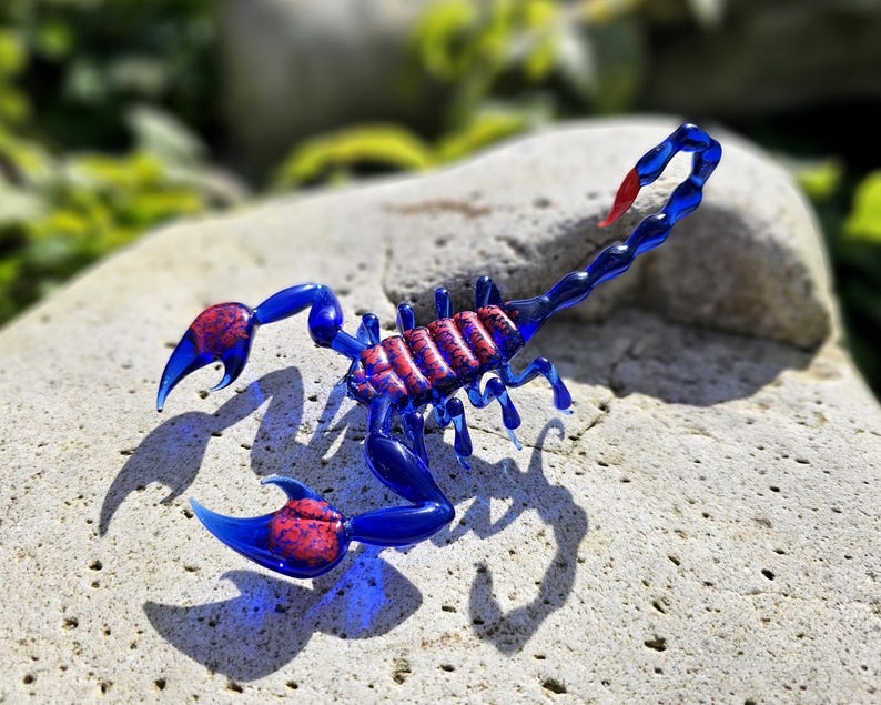 Big Blue Scorpion Figurine, Glass Scorpion Figurine, Murano Glass ...