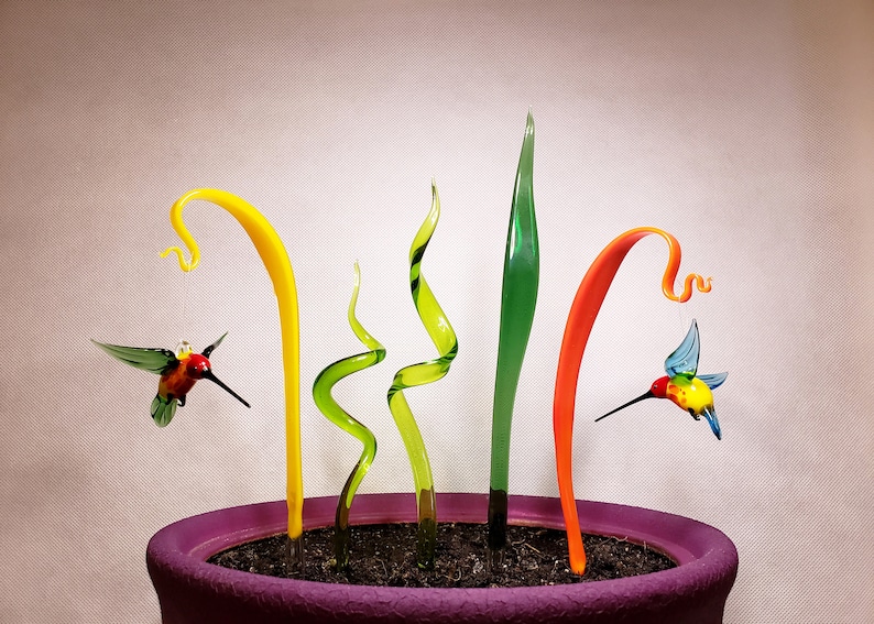 Large Glass Plant Glass Flower Glass Garden Art Blown - Etsy