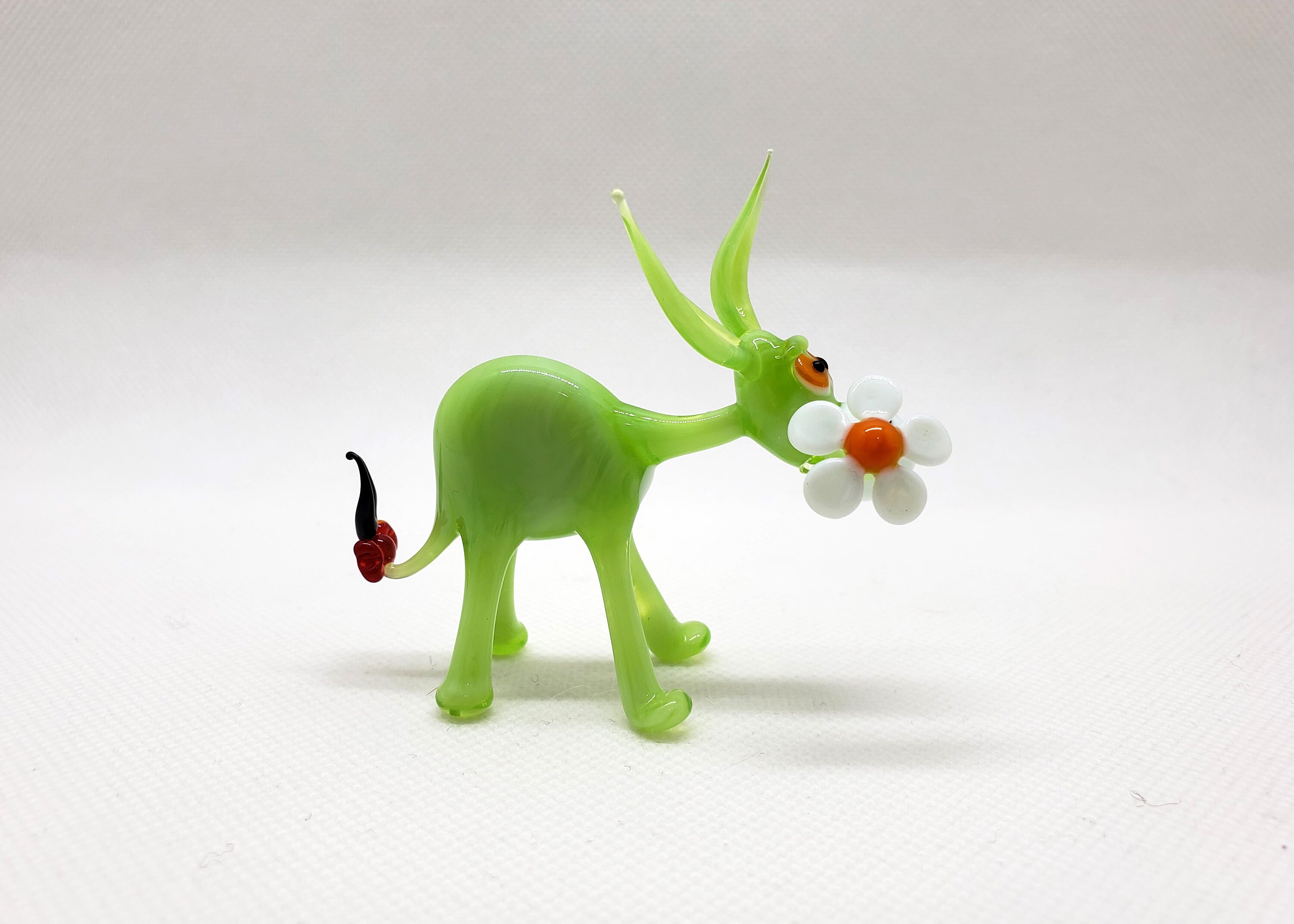 Green Donkey With Flower, Blown Glass Donkey, Donkey Figurine ...
