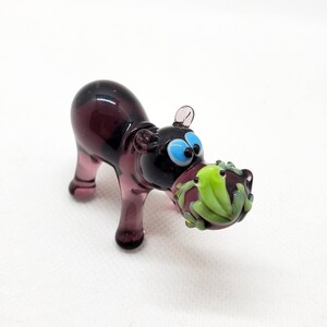 Handmade Glass Hippo Figurine - Blown Glass Hippo - Glass Hippo ...