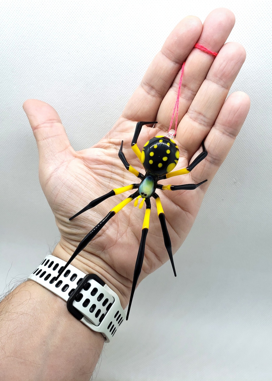 Hanging Yellow Spider, Handcrafted Glass Animal, Figurine Blown Glass ...