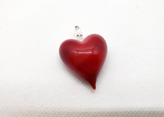 Heart Shaped Glass Pendant Glass Heart Lampwork Love - Etsy