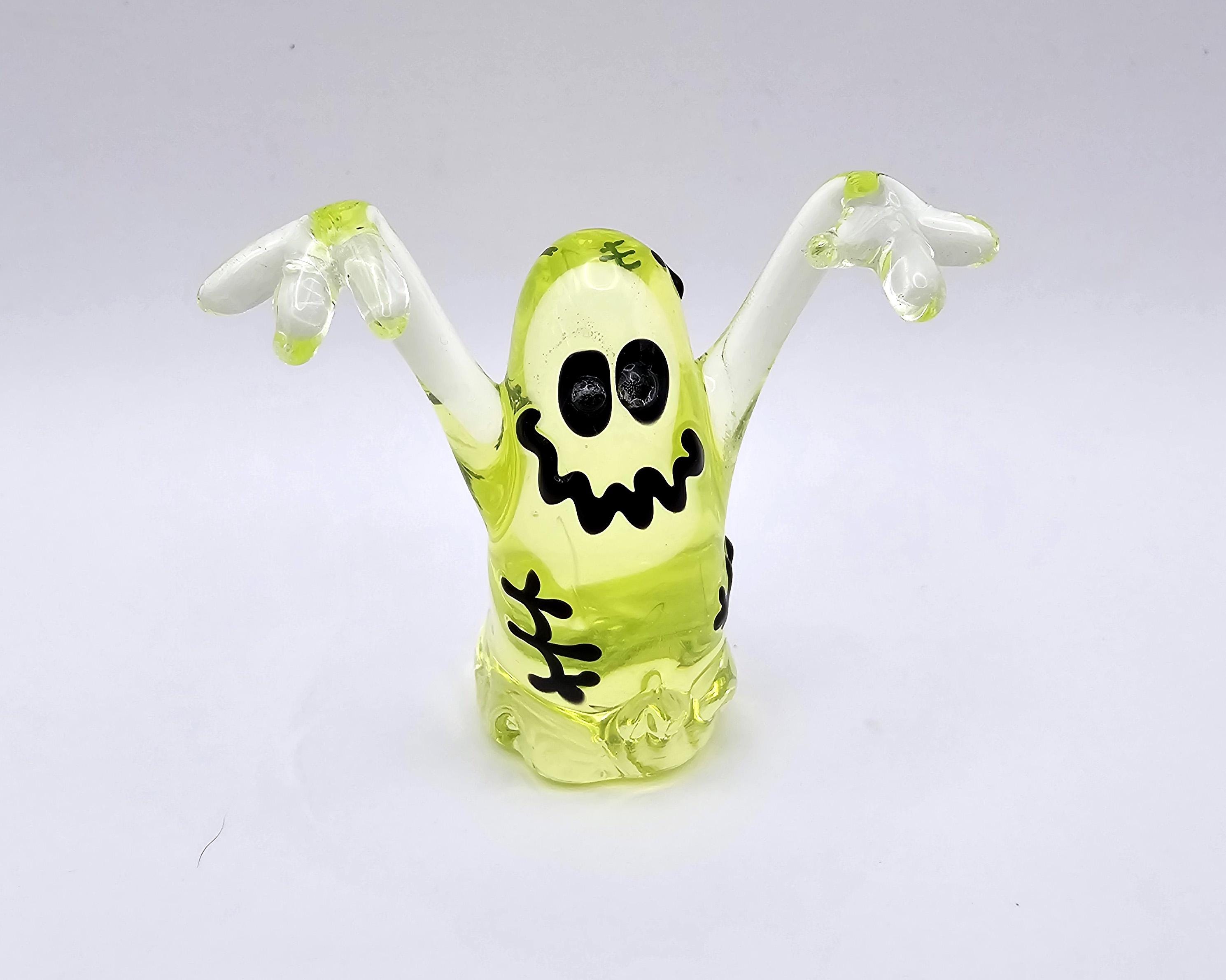 Uranium Glass Ghost, Figurine Ghost, Handmade Vaseline Glass Figurine ...