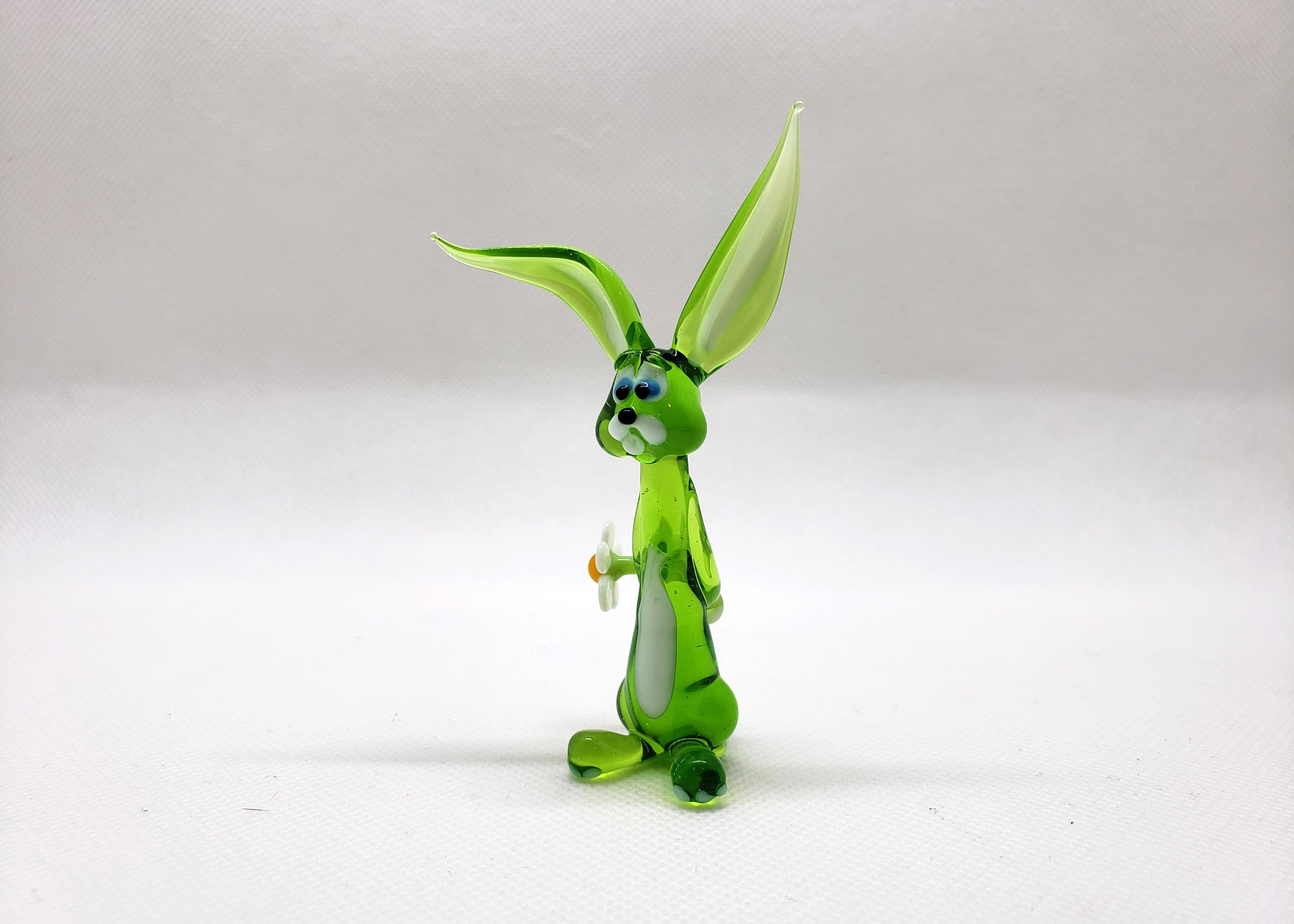 Art Glass Rabbit With Flower Blown Glass Rabbit Glass | Etsy