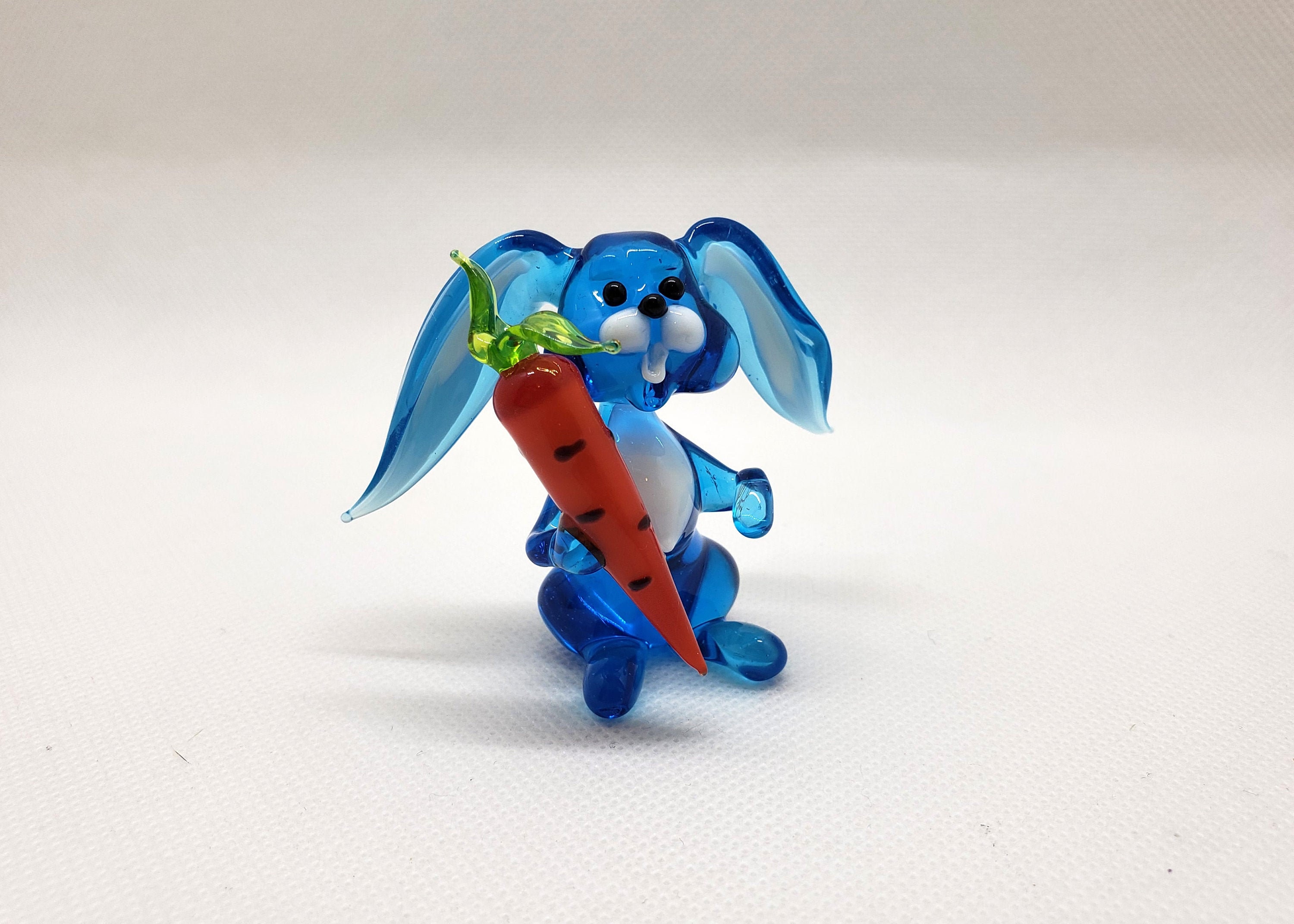 Glass Rabbit With Carrot Blown Glass Rabbit Glass Miniature - Etsy