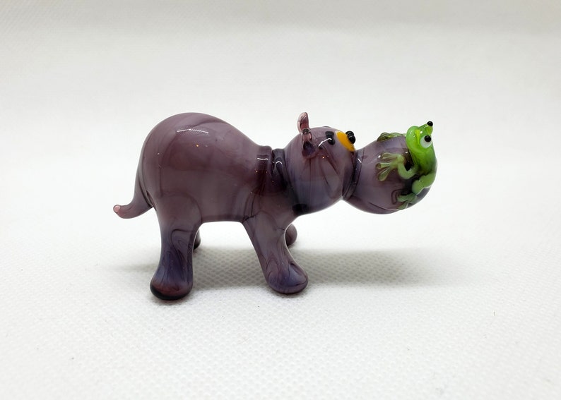 Handmade Glass Hippo Figurine - Blown Glass Hippo - Glass Hippo ...