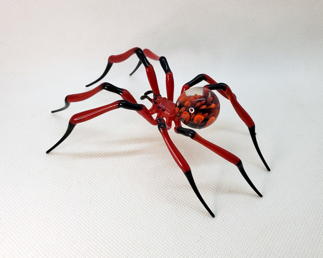 Big Red Glass Spider, Handcrafted Glass Animal, Figurine Blown Glass ...