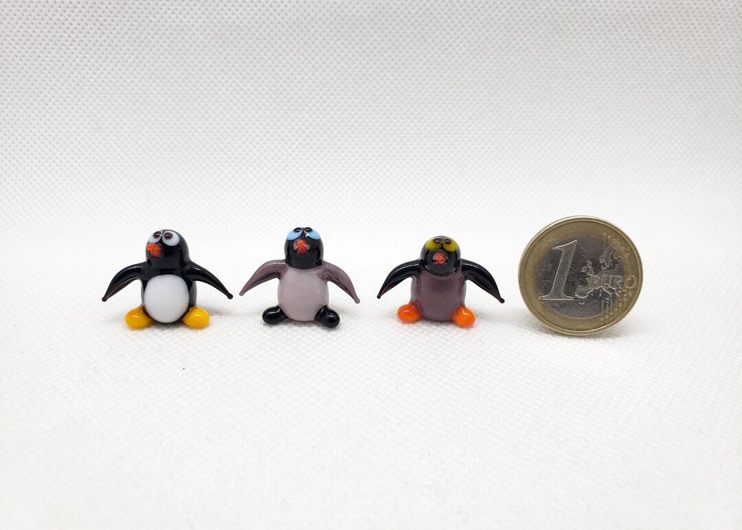 Miniature Penguin, Glass Miniature, Small Glass Figurine, Blown Glass ...