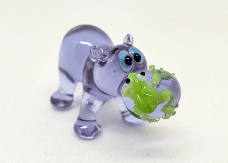 Handmade glass Hippo figurine Blown Glass Hippo Glass | Etsy