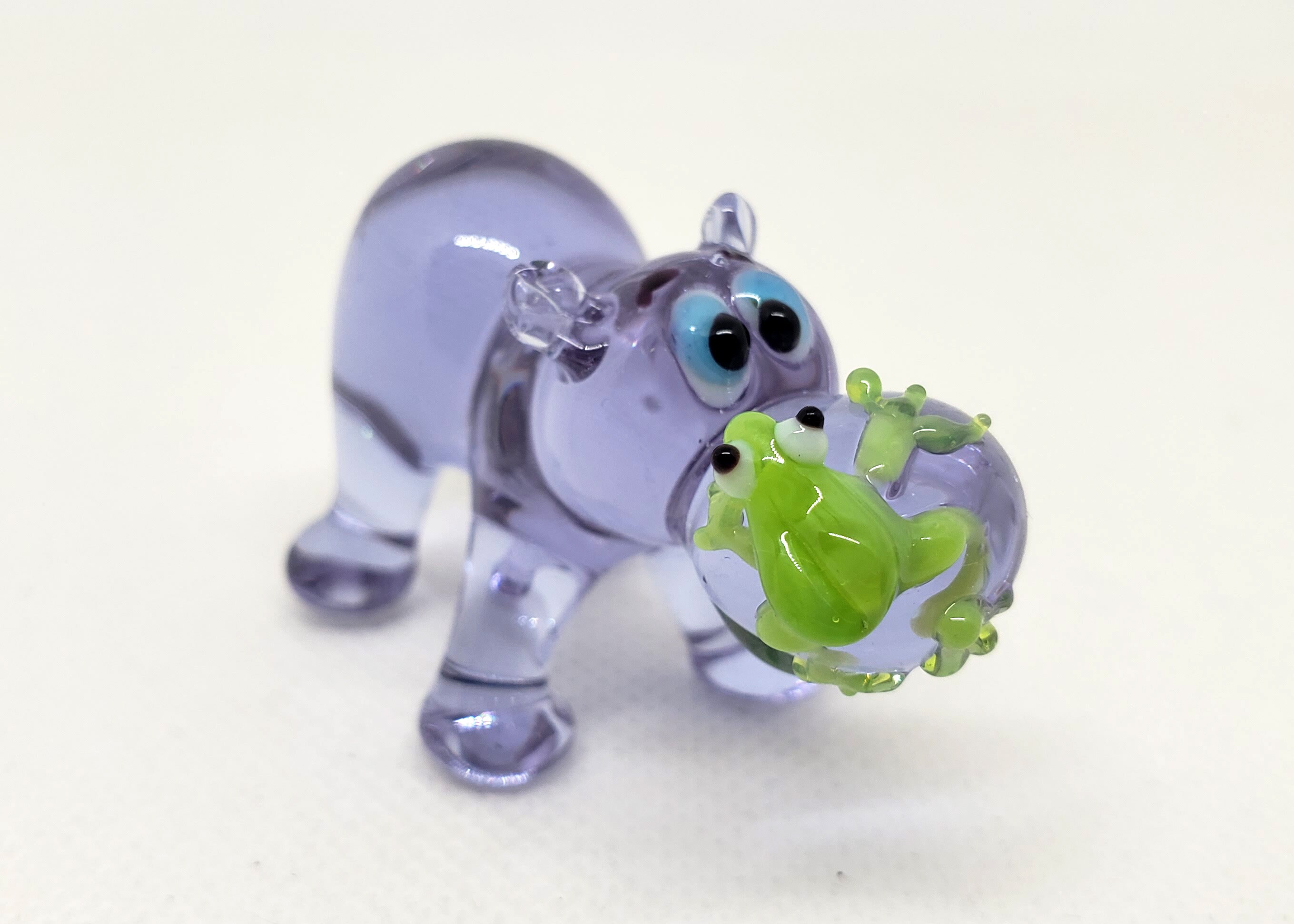 Handmade Glass Hippo Figurine - Blown Glass Hippo - Glass Hippo ...