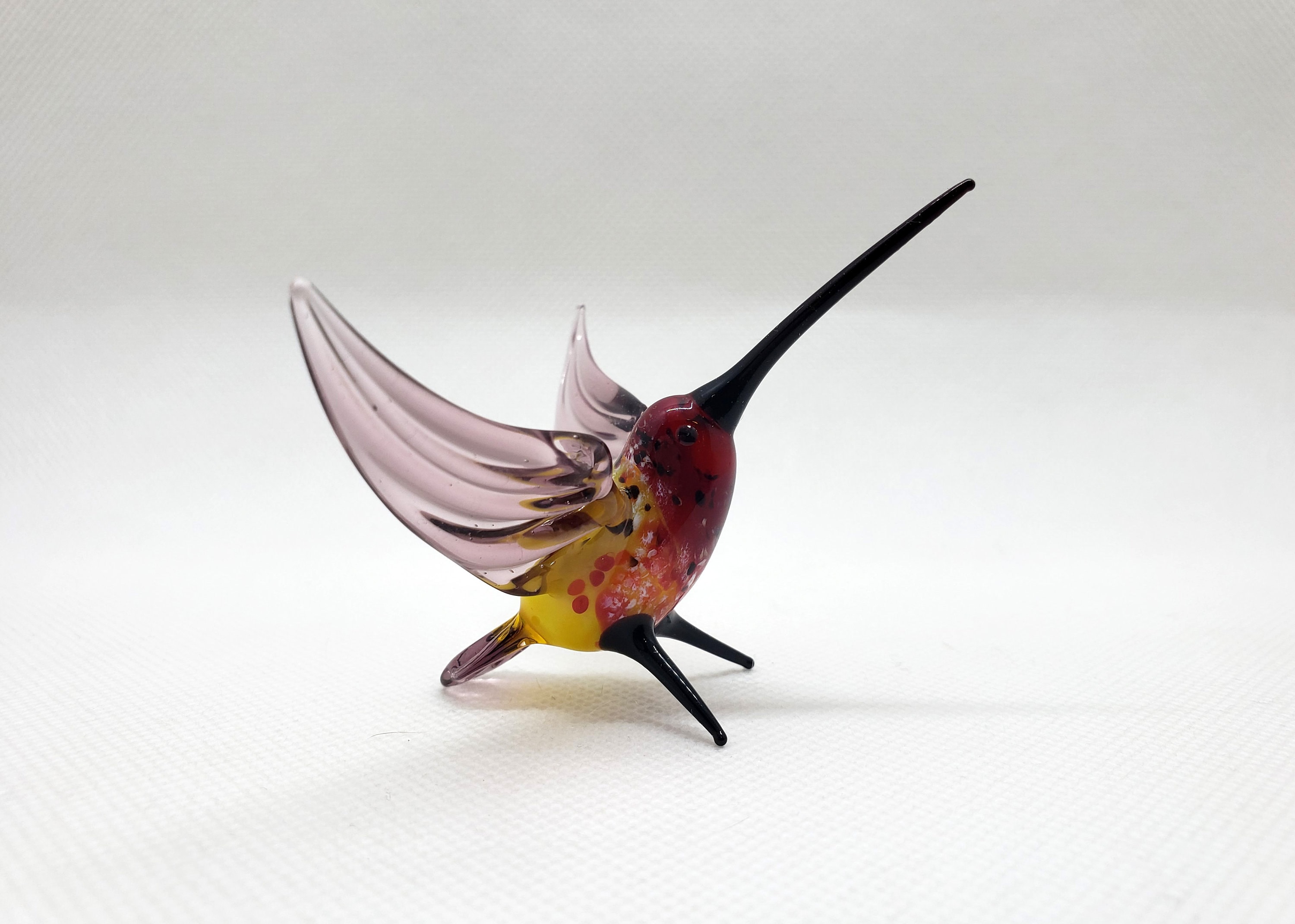 Hummingbird Figurine, Bird Sculpture, Hand Blown Glass, Art Glass, Home ...