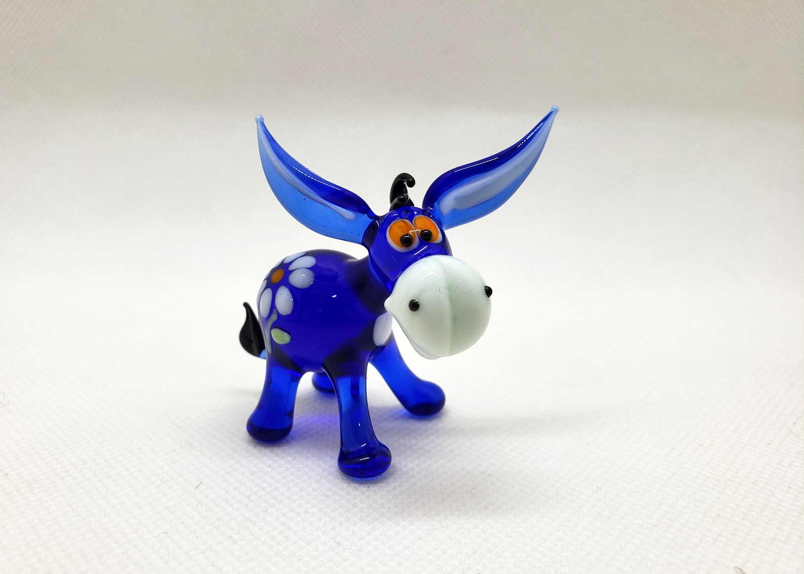 Blue Donkey Figurine, Blown Glass Donkey Figure, Donkey Figurine ...