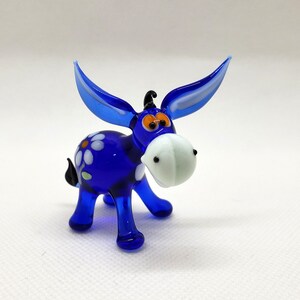 Blue Donkey Figurine, Blown Glass Donkey Figure, Donkey Figurine ...