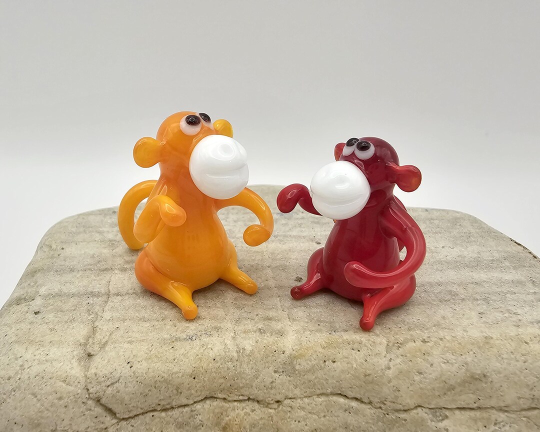 Glass Miniature Monkey, Blown Glass, Glass Monkey Miniature, Handblown ...