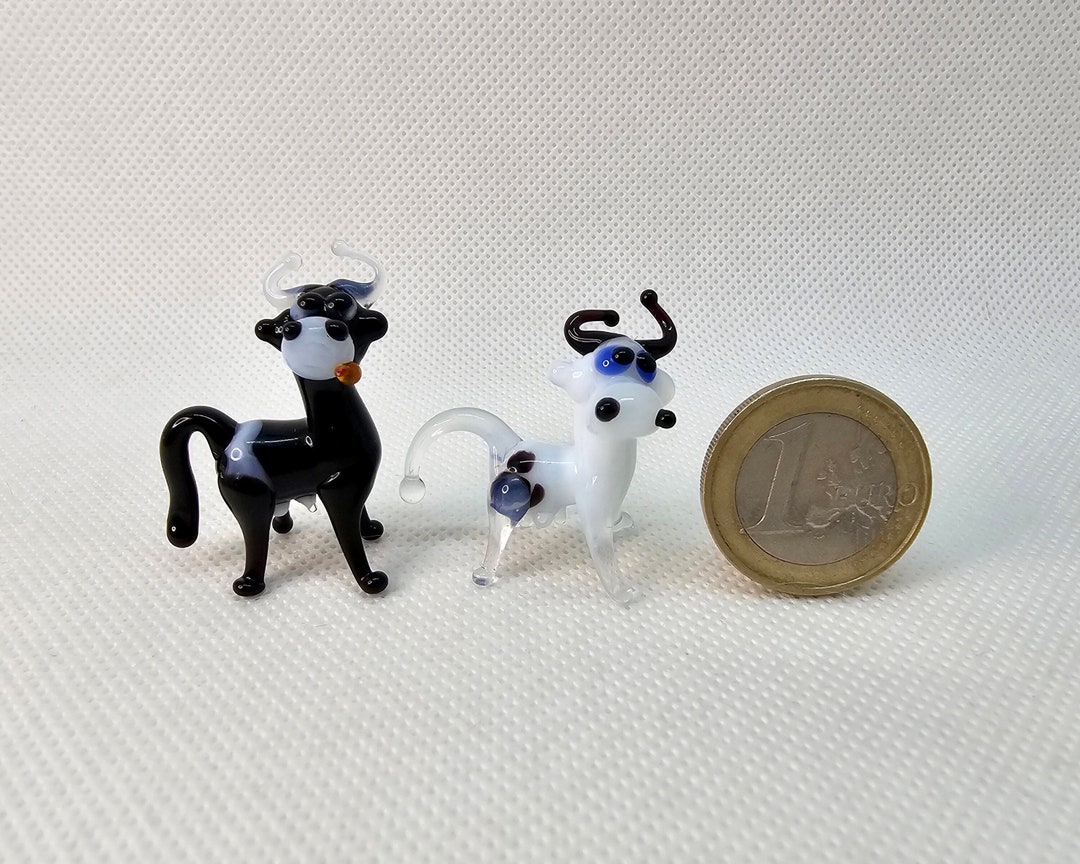 Glass Miniature Cow, Glass Miniature, Small Glass Figurine, Blown Glass ...