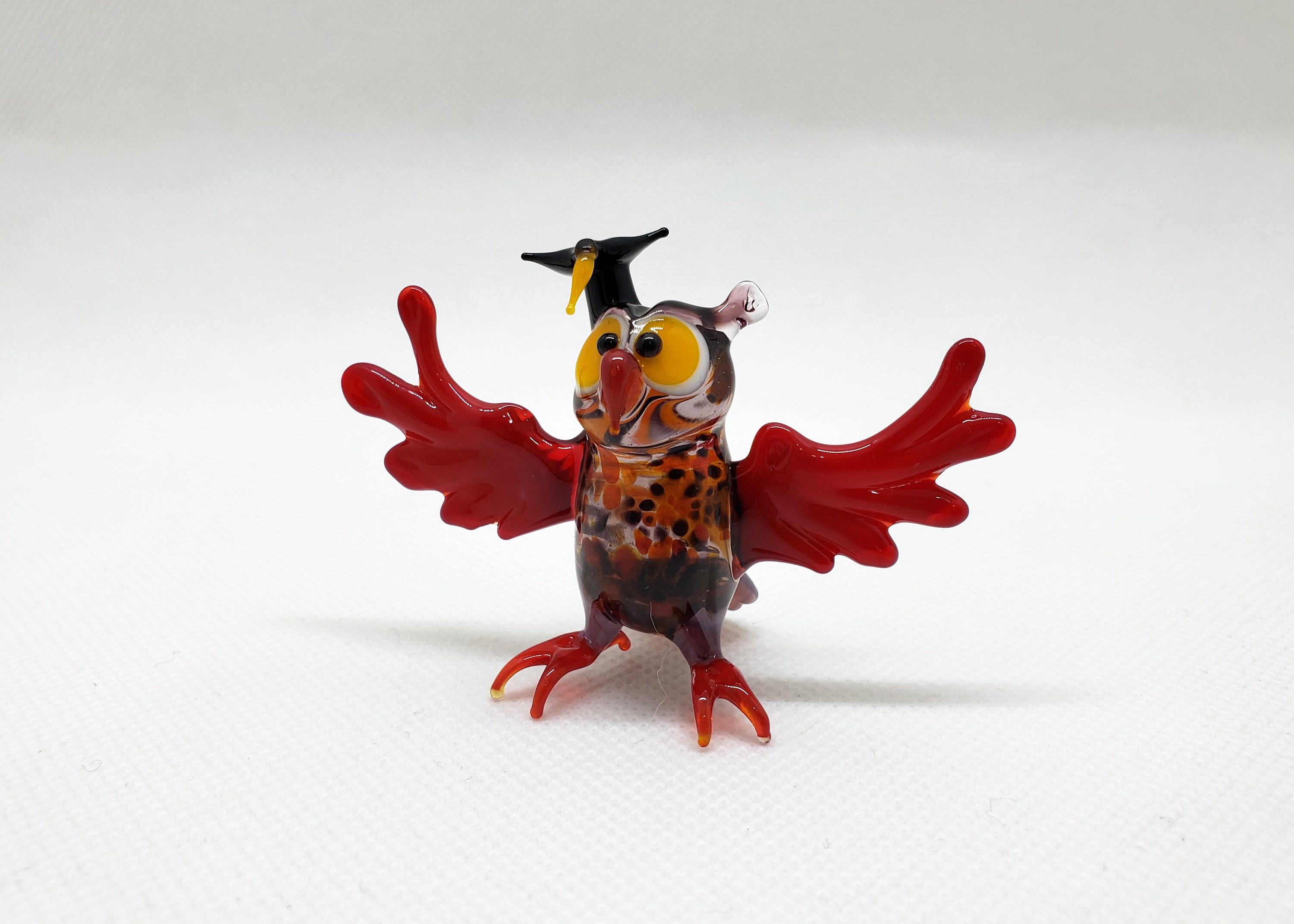 Owl With Graduation Cap Blown Glass Owl Owl Figurine - Etsy UK