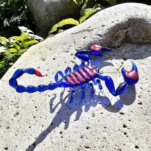 Big Blue Scorpion Figurine, Glass Scorpion Figurine, Murano Glass ...