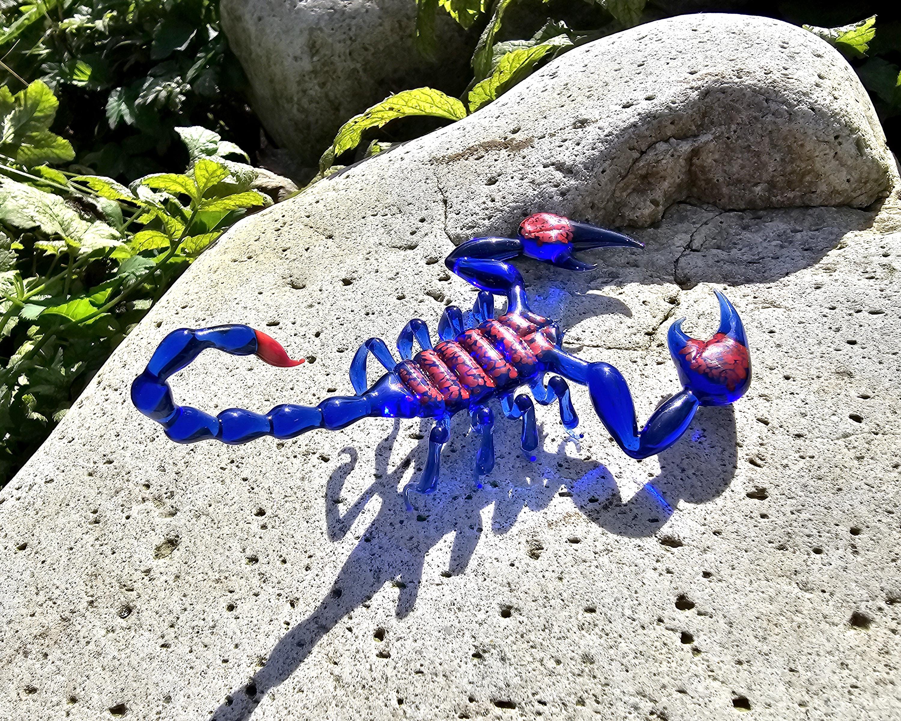 Big Blue Scorpion Figurine, Glass Scorpion Figurine, Murano Glass ...
