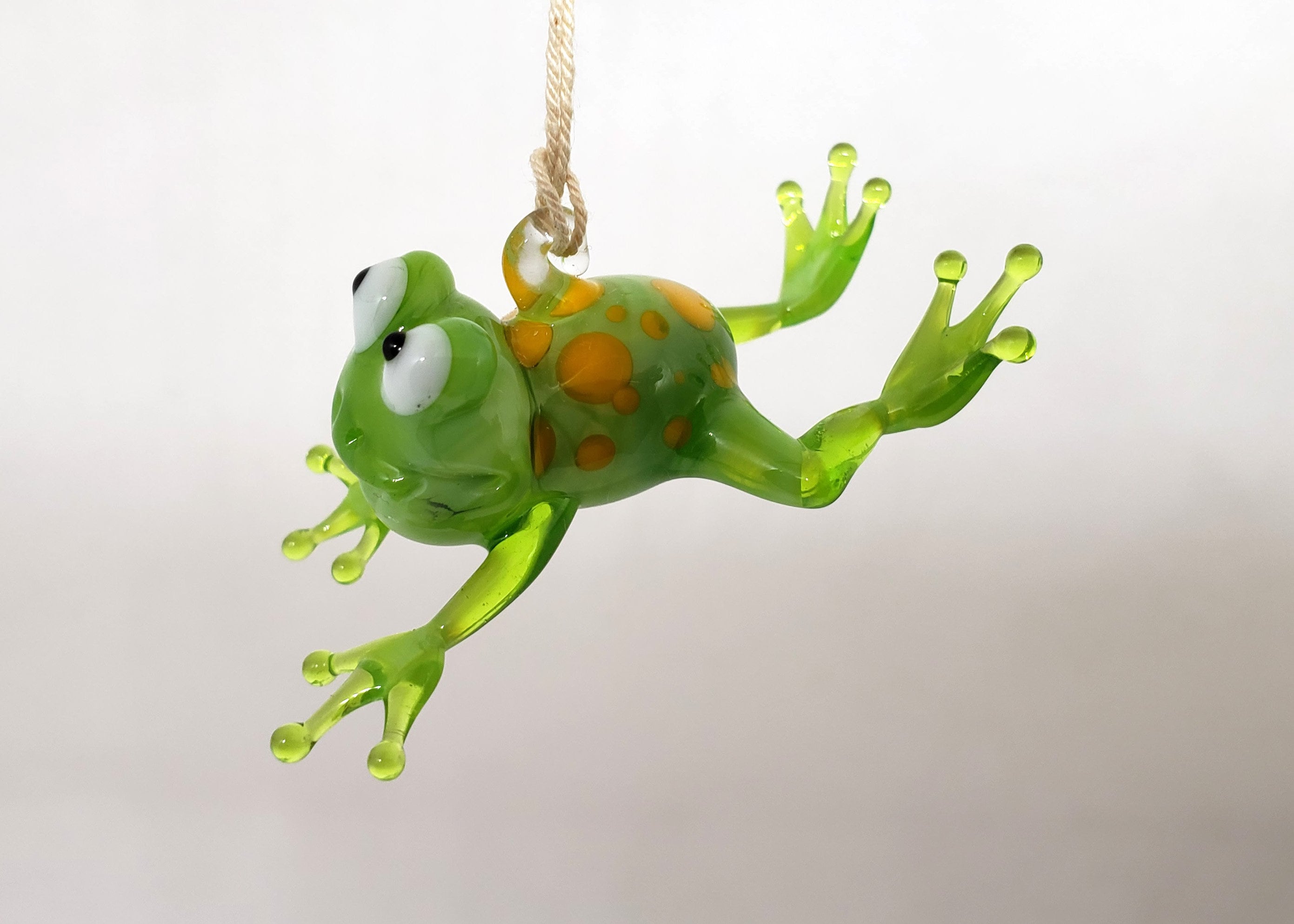 Hanging Frog, Frog With Hanging Loop, Glass Frog Miniature, Handblown ...