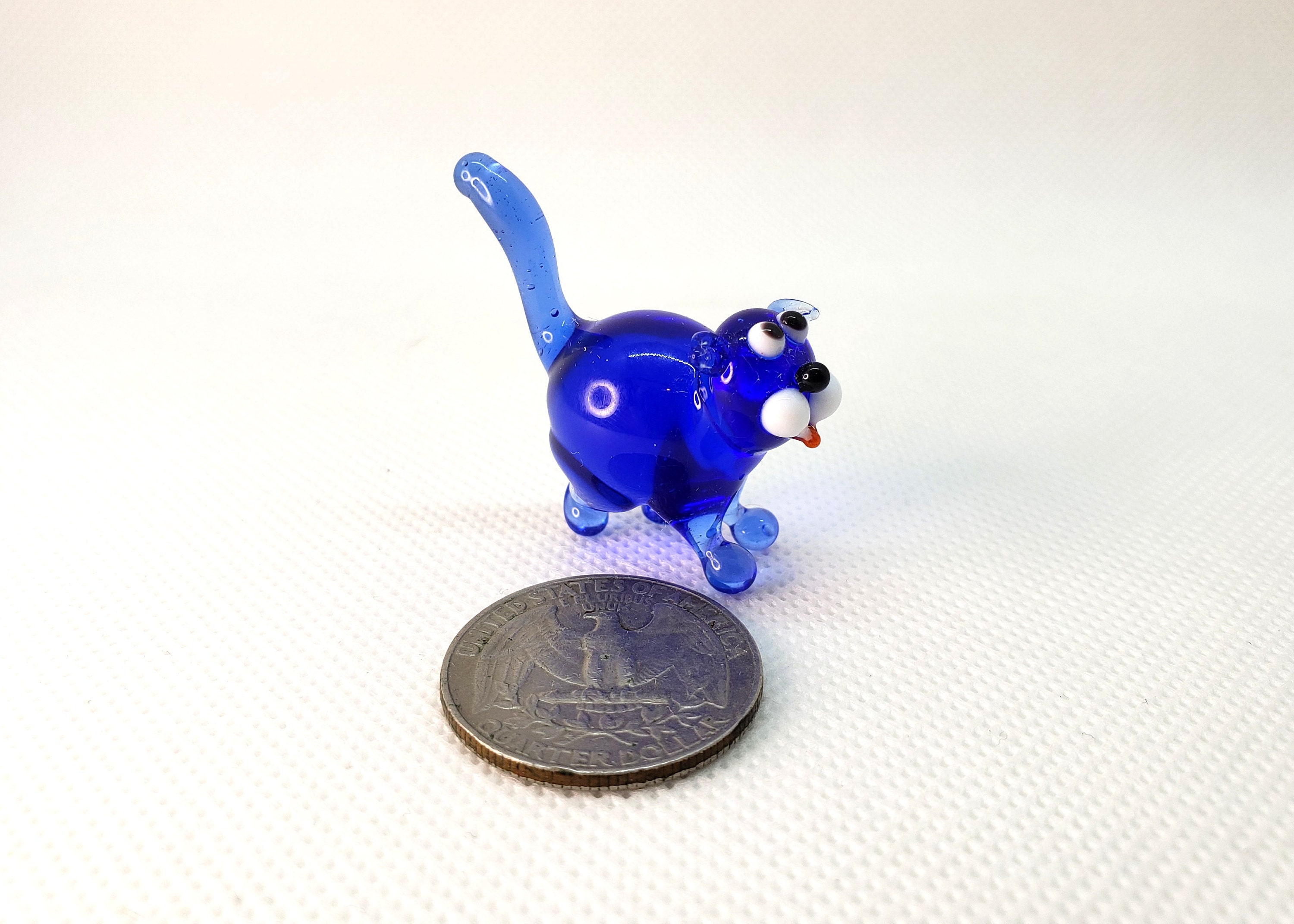 Cat Figurine Glass Cat Miniature Art Glass Sculpture Made | Etsy
